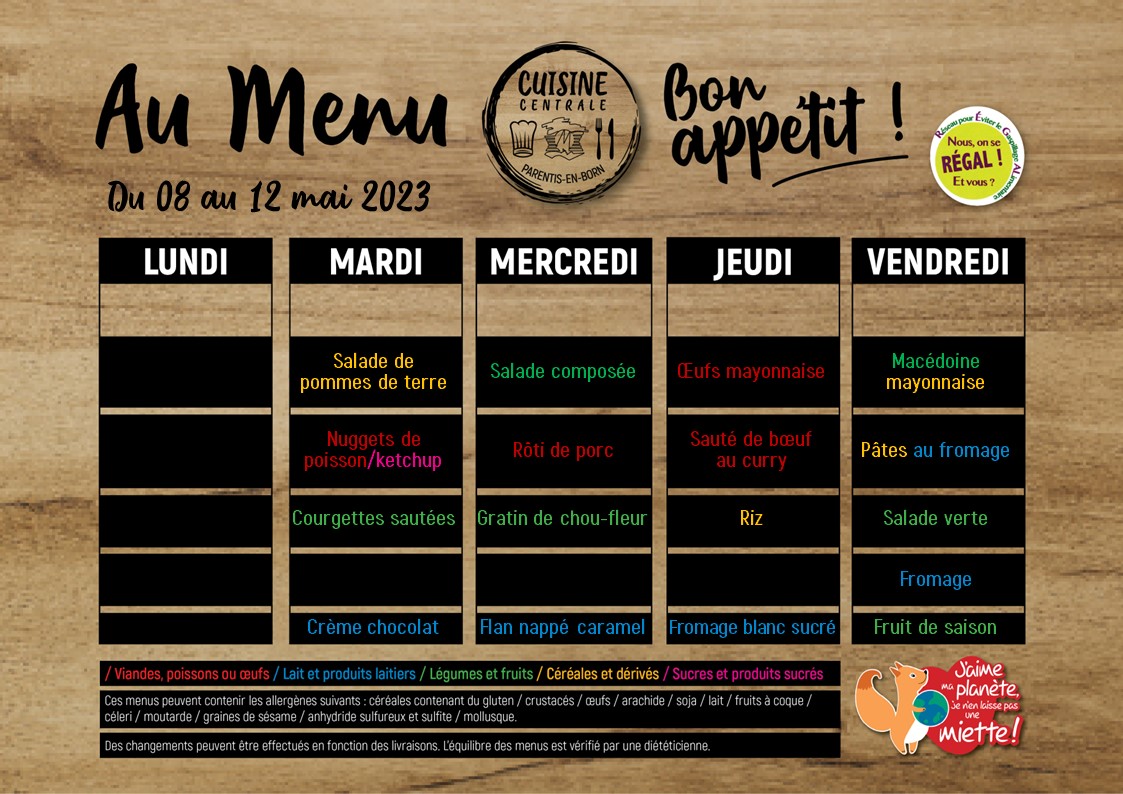 Les Menus de la cantine et du portage à domicile - Ville de Parentis-en ...